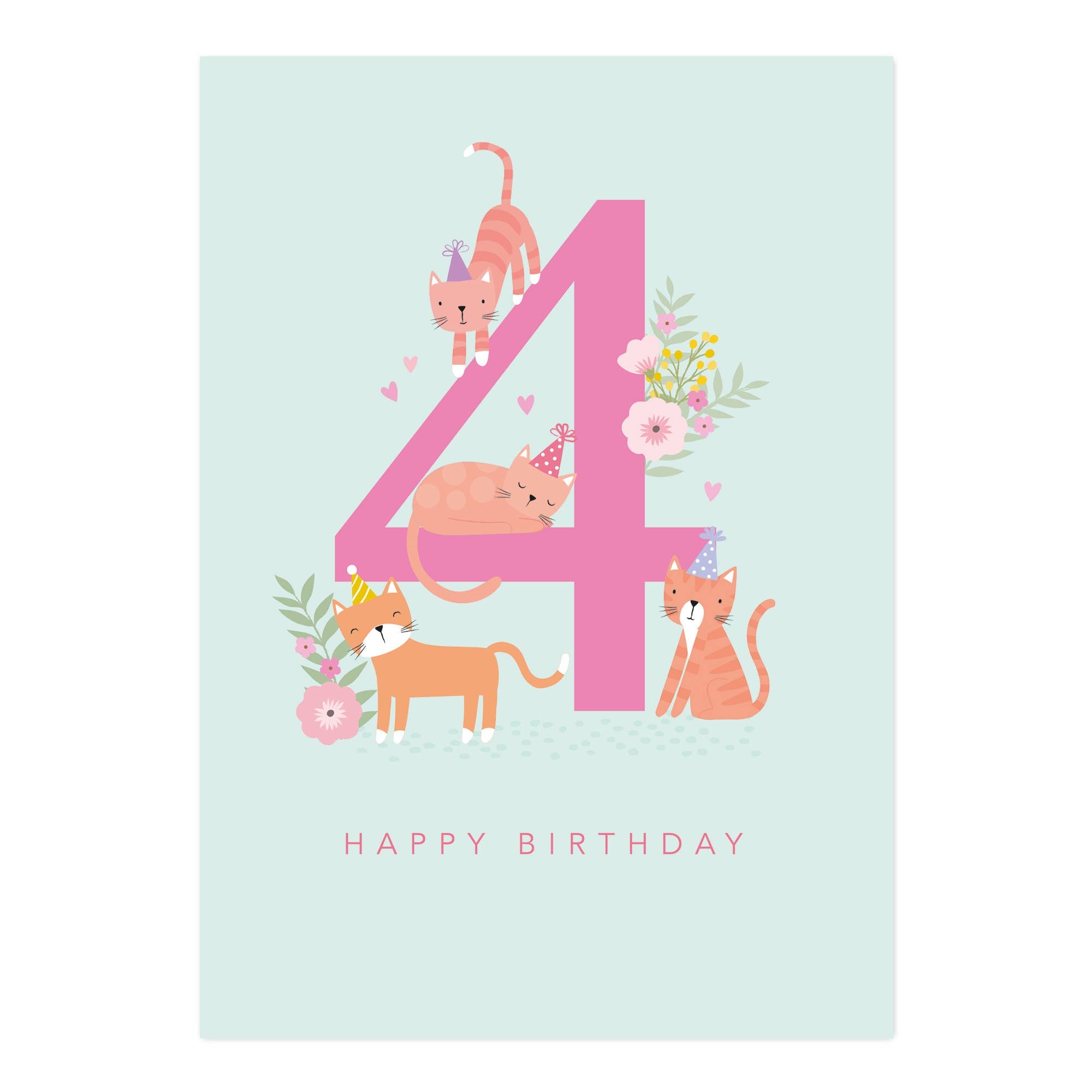 Happy Birthday Card | Age 4 Cats Card – Nantucket Kids
