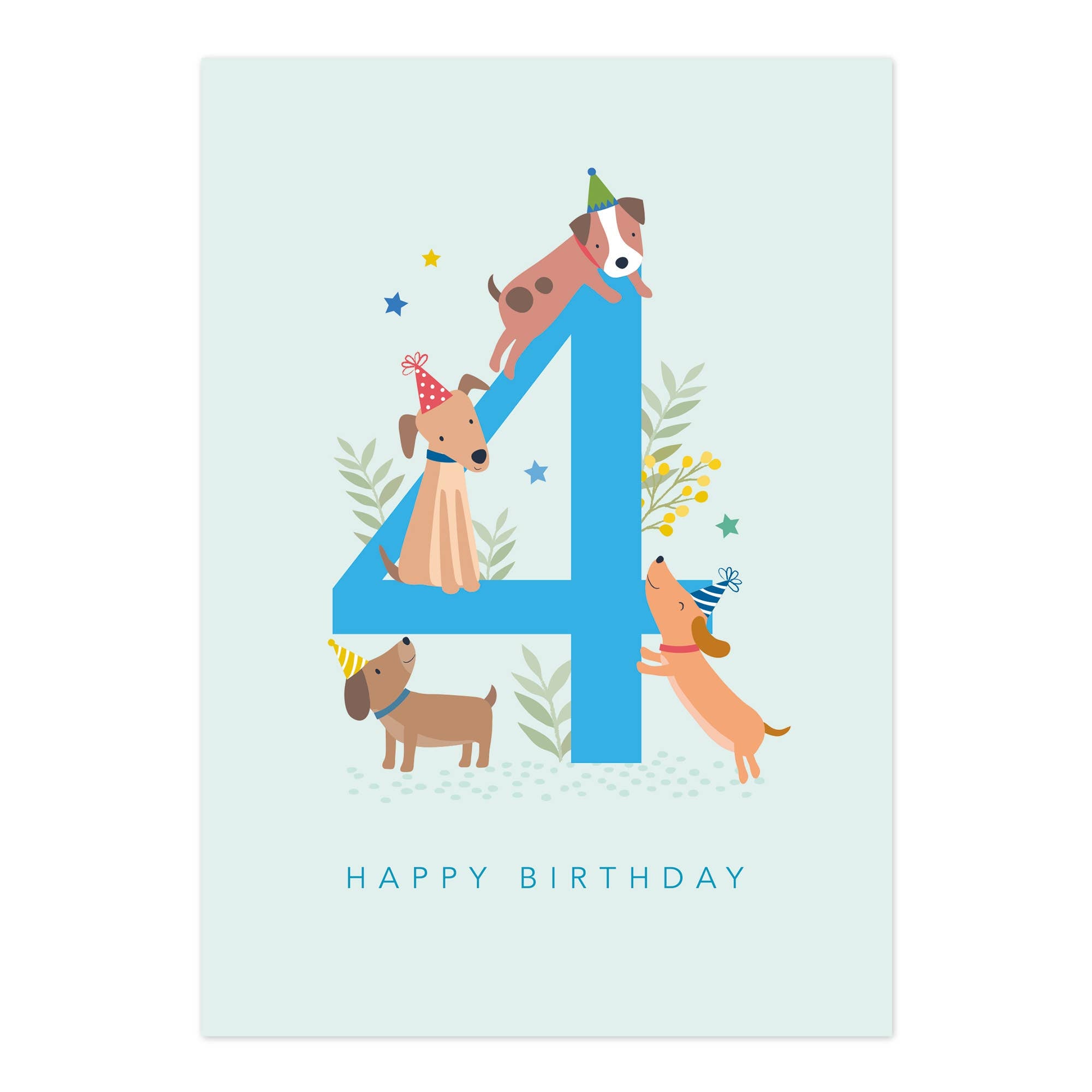 Happy Birthday Card | Age 4 Dogs Card – Nantucket Kids