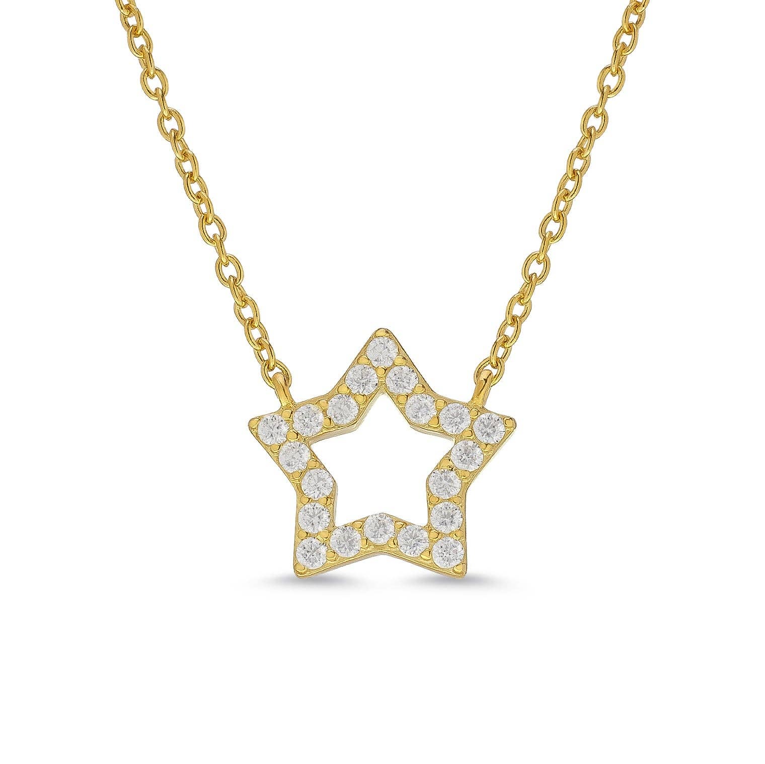 CZ Open Star Necklace in 18k Gold over Sterling Silver – Nantucket Kids