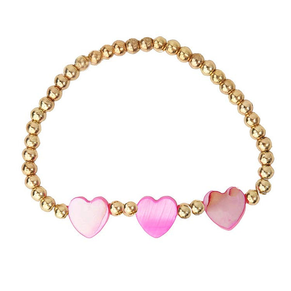 Triple Heart Bracelet: Hot pink - Nantucket Kids