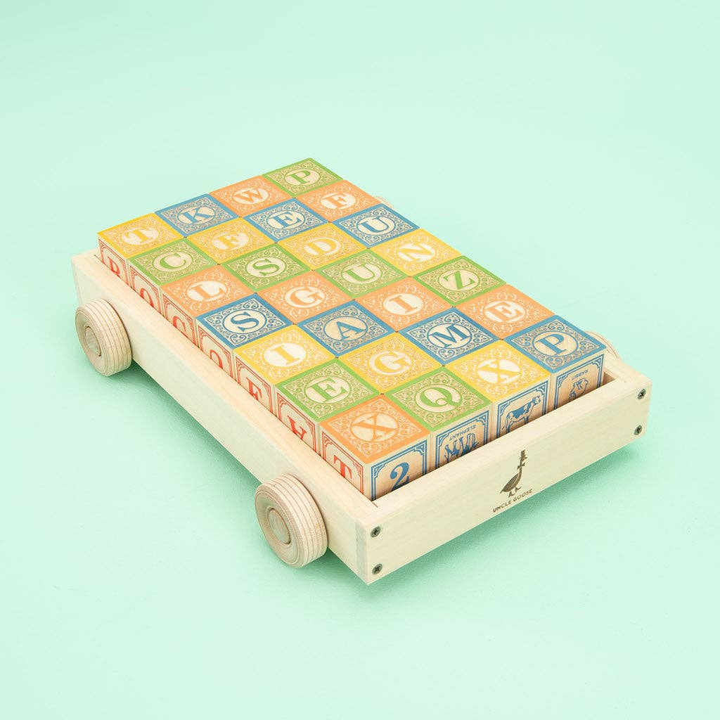 Uncle Goose Classic ABC Blocks with Wagon – Nantucket Kids