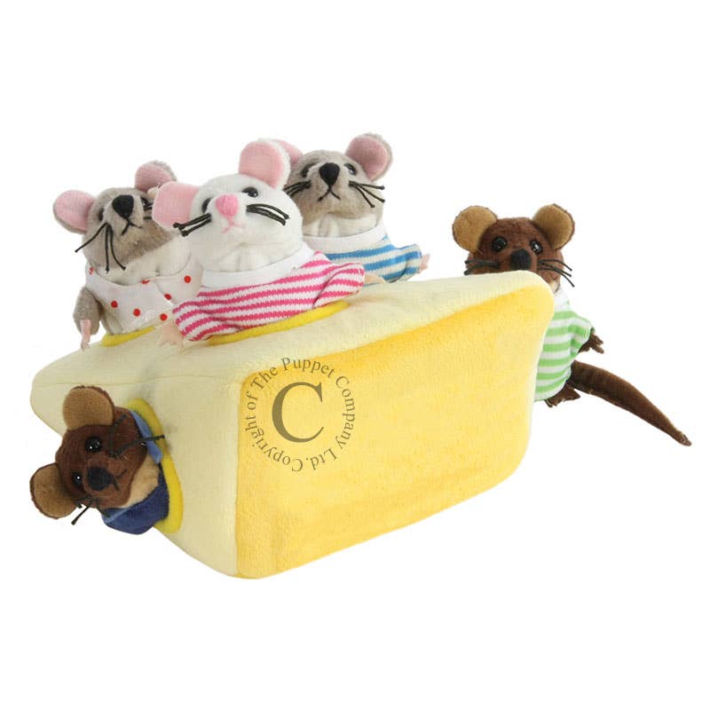 Hide-Away Hand Puppets: Mouse Family In Cheese – Nantucket Kids