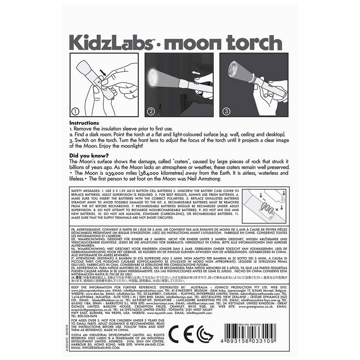 4M KidzLabs Moon Torch Projector Astronomy Science STEM - Nantucket Kids