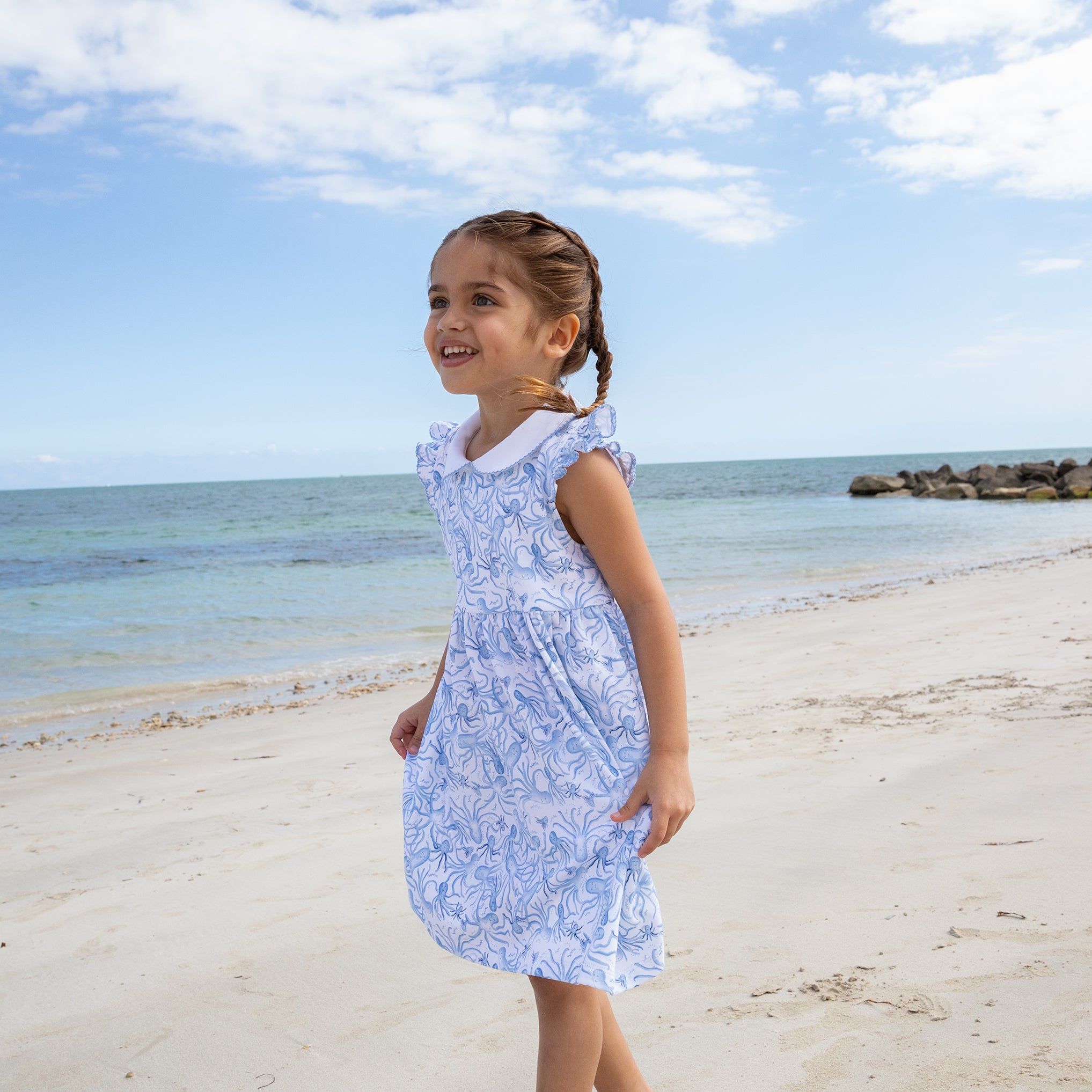 Nellie Dress-Octopus Toile - Nantucket Kids