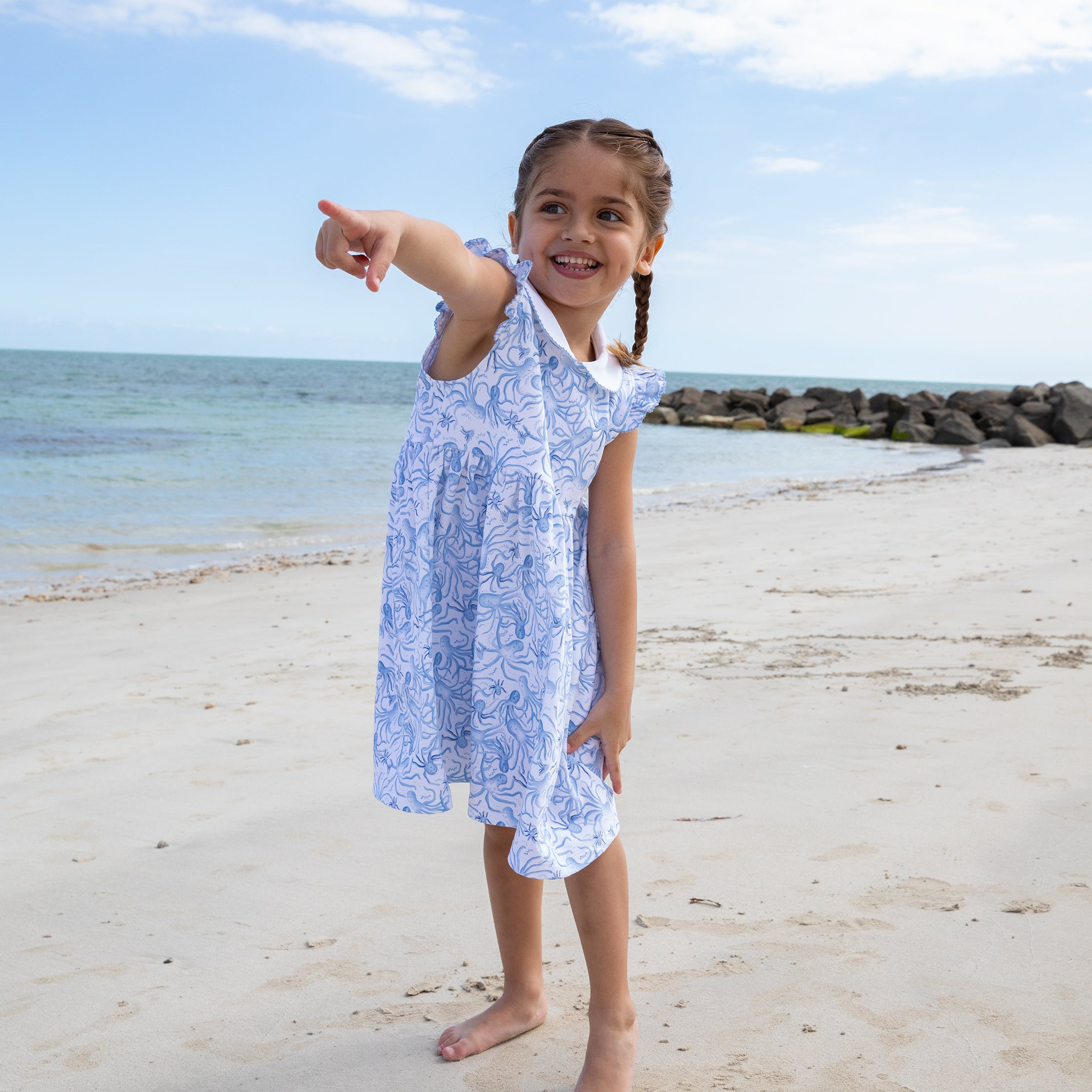 Nellie Dress-Octopus Toile - Nantucket Kids